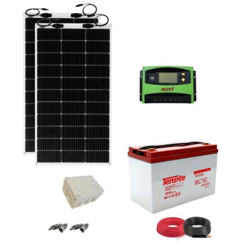 Comprar Panel Solar Flexible 400W (2 uds.) con Batería GEL 100Ah: precio