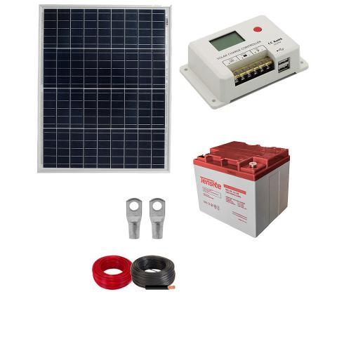 Comprar Kit placa solar 50w para camping con batería