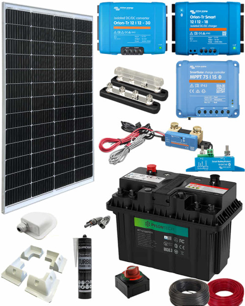 Kit Placa Solar Camper 200W con instalación eléctrica completa